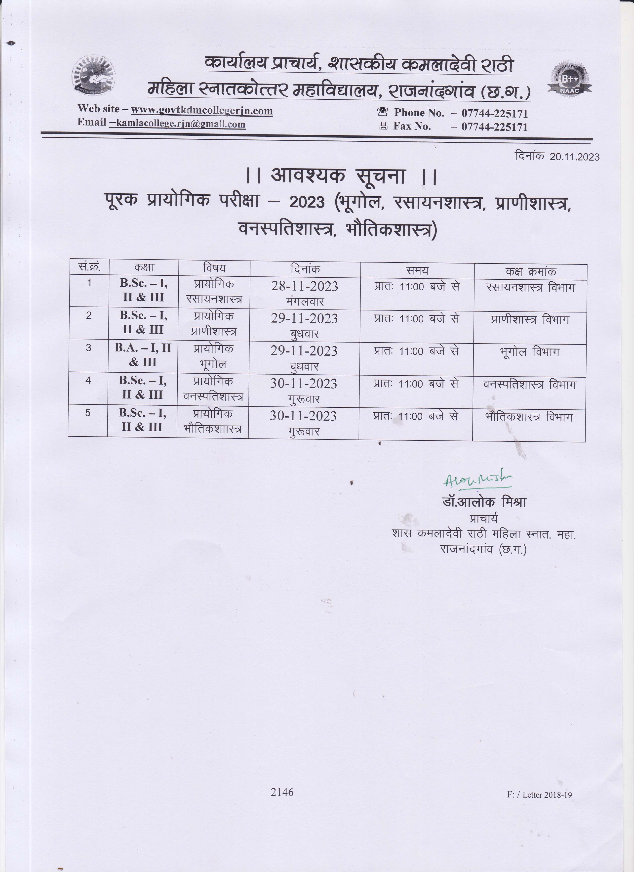 Govt. Kamla Devi Rathi Mahila PG Mahavidyalaya, Rajnandgaon